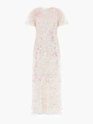 NEEDLE & THREAD Dancing Ribbon Sequin Gown - Cream/multi