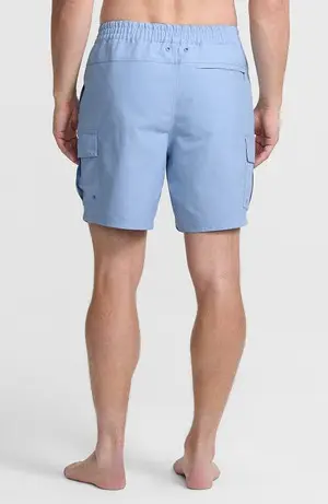 LANDS' END 7" Quick Dry Cargo Swim Shorts - Oasis Blue