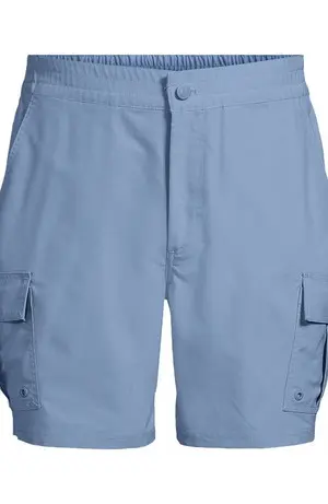 LANDS' END 7" Quick Dry Cargo Swim Shorts - Oasis Blue