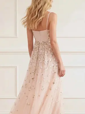 NEEDLE & THREAD Meadow Ditsy Cami Ankle Gown - Opal/peach