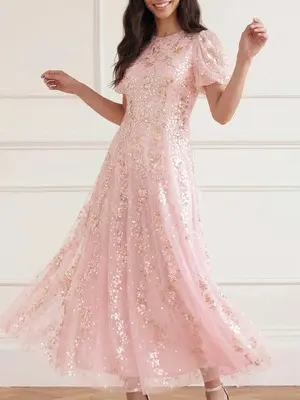 NEEDLE & THREAD Confetti Ankle Gown - Peony Pink/multi
