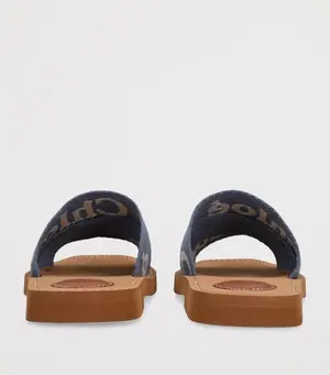 Chloé Canvas Jacquard Woody Sandals - Blue