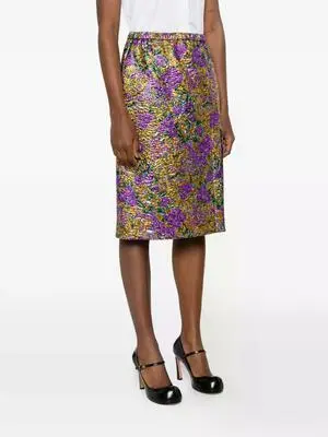 N°21 Floral-print Front-slit Skirt