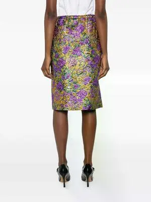 N°21 Floral-print Front-slit Skirt