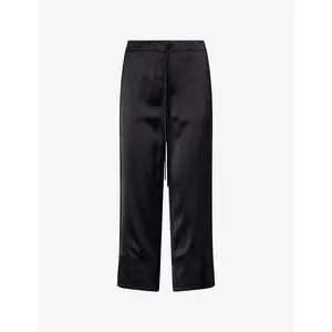 TOTEME Wide-leg Satin Drawstring Trousers - Black