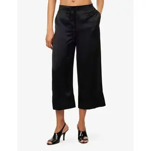TOTEME Wide-leg Satin Drawstring Trousers - Black