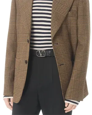 Valentino Garavani Logo Buckle Leather Belt - Black