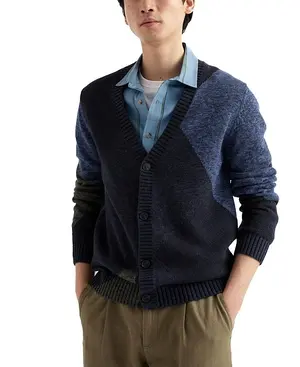 SEASALT CORNWALL Geometric Patchwork V-neck Cardigan