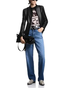 Emporio Armani Glove Nappa Leather & Suede Piping Zip-up Jacket