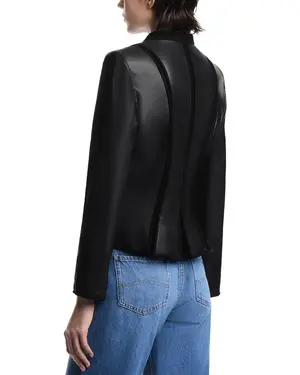 Emporio Armani Glove Nappa Leather & Suede Piping Zip-up Jacket