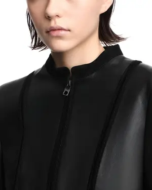 Emporio Armani Glove Nappa Leather & Suede Piping Zip-up Jacket