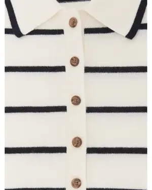 REISS Sara Polo Top - Ivory/navy