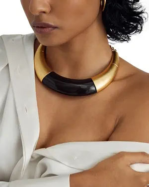 REISS Paige Sculptural Choker Necklace - Gold