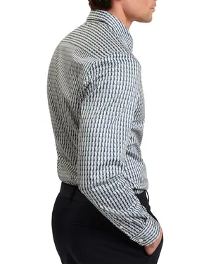 Ted Baker London Firdawi Long Sleeve Slim Stripe Geo Shirt - Navy