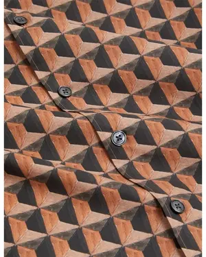 Ted Baker London Nayelin Short Sleeve Relaxed Painted Geo Shirt - Brown Red