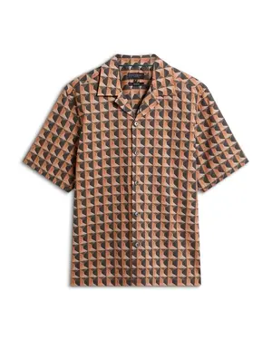 Ted Baker London Nayelin Short Sleeve Relaxed Painted Geo Shirt - Brown Red