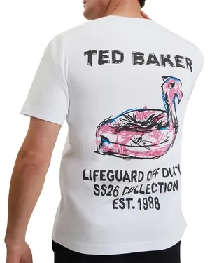 Ted Baker London Ramoss Short Sleeve Relaxed Fit Flamingo Graphic Tee