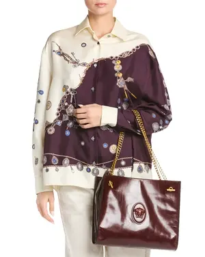 Versace Leather Shoulder Bag - Moka/gold