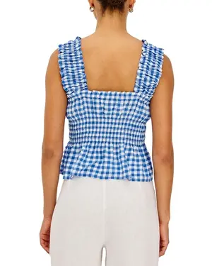 Rails Gingham Smocked Waist Top