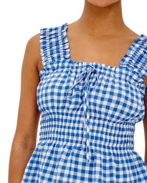 Rails Gingham Smocked Waist Top