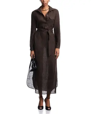 Emporio Armani Linen Blend Chambray Shirt Dress