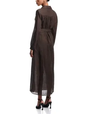 Emporio Armani Linen Blend Chambray Shirt Dress