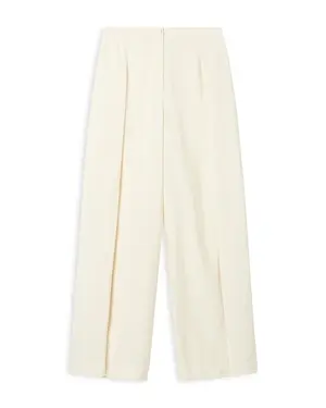 Emporio Armani Textured Pleated Wide-leg Trousers - Vanilla