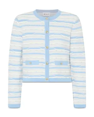 MILLY Skye Striped Cardigan - Blue Multi