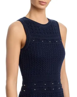 MILLY Beaded Fringe Knit Shell Dress