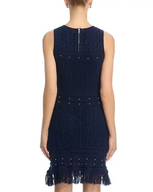 MILLY Beaded Fringe Knit Shell Dress