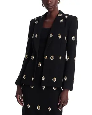 SERGIO HUDSON Crystal Embroidered Wool Blazer