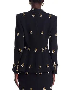 SERGIO HUDSON Crystal Embroidered Wool Blazer