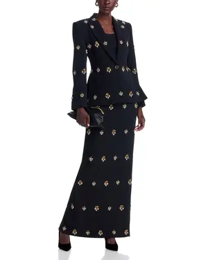 SERGIO HUDSON Crystal Embroidered Wool Blazer
