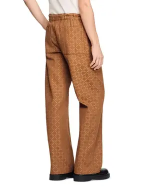 Sandro Wide-leg Jacquard Denim Trousers - Camel