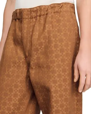 Sandro Wide-leg Jacquard Denim Trousers - Camel