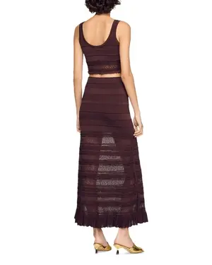 Sandro Andre Pointelle Knit Crop Top