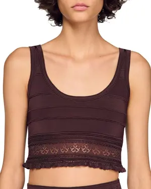 Sandro Andre Pointelle Knit Crop Top