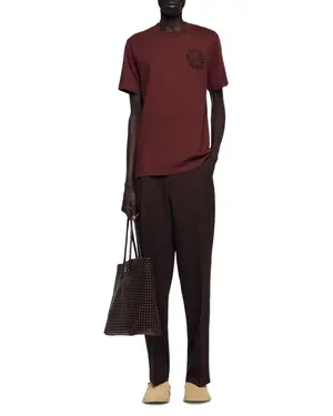 Sandro Cotton Crochet Flower Tee - Chocolate