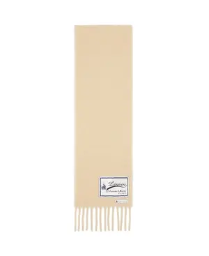 LANVIN Fringed Wool Scarf With 22 Faubourg Label - Cream