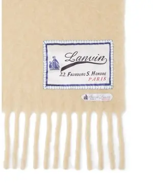 LANVIN Fringed Wool Scarf With 22 Faubourg Label - Cream
