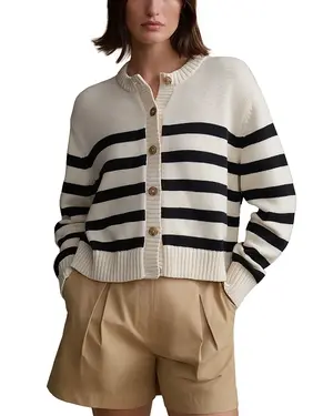 Jenni Kayne Cotton Cardigan - Ivory/black