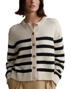 Jenni Kayne Cotton Cardigan - Ivory/black