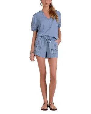 Elan Chambray Drawstring Shorts - Denim