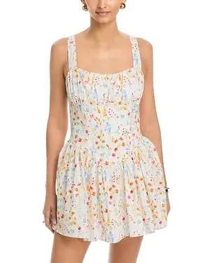 Aqua Ditsy Fruit Mini Dress - White Multi