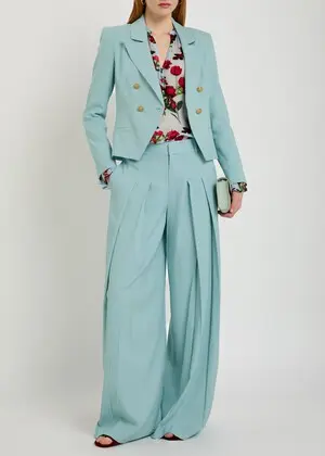 Alice + Olivia Sable Double-breasted Cropped Blazer