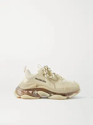 Balenciaga Triple S Clear Sole Logo-embroidered Sneakers - Neutrals