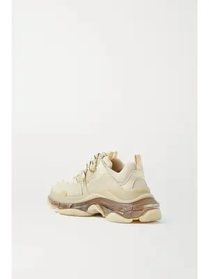 Balenciaga Triple S Clear Sole Logo-embroidered Sneakers - Neutrals