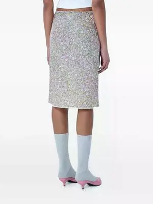 Prada Floral-pattern Midi Skirt - Grey