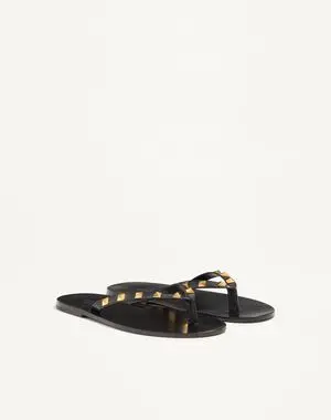 Valentino Garavani Rockstud Goatskin Flip-flops - Black