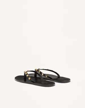 Valentino Garavani Rockstud Goatskin Flip-flops - Black